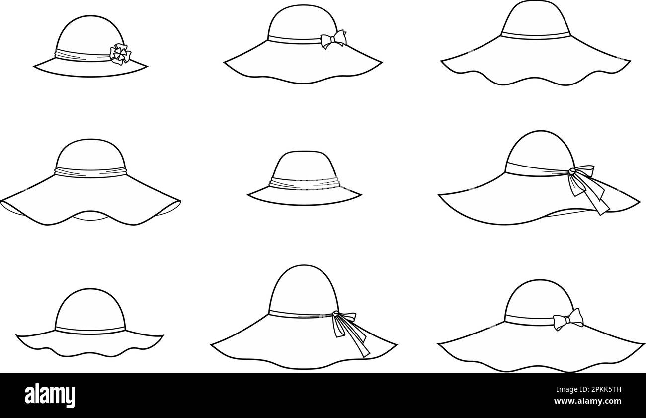 Wide brim floppy summer hat Stock Vector Image & Art - Alamy