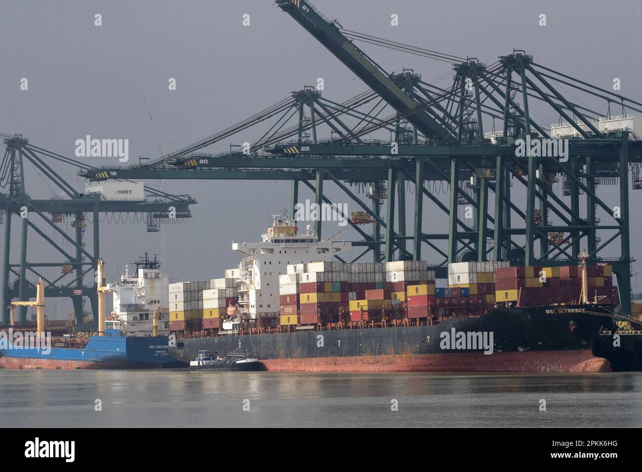Antwerp, Belgium. 08th Apr, 2023. Illustration shows Ship to shore ...