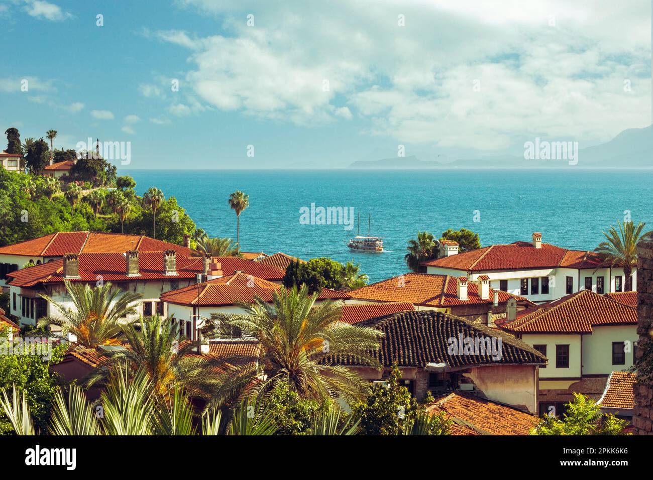 Kaleici, center of Antalya, Turkey. View of the roofs of old city ...