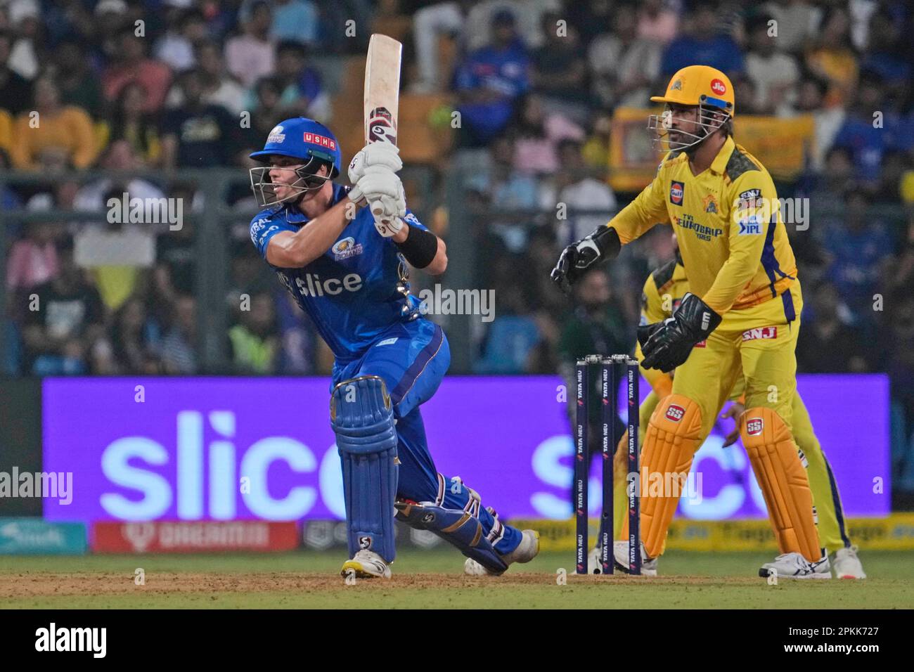Mumbai Indians' Tim David bats during the Indian Premier League (IPL ...