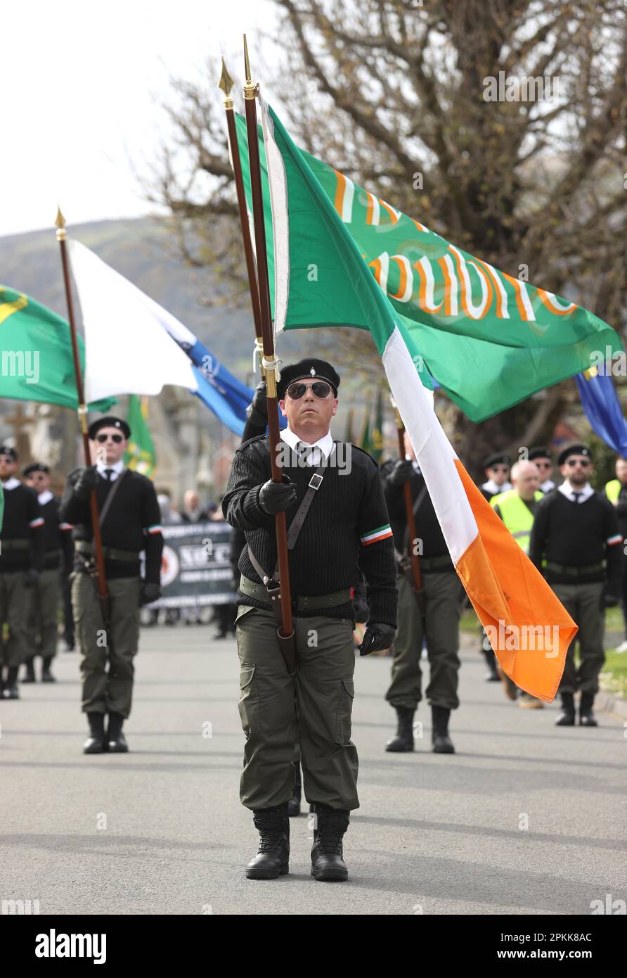 A colour party at Milltown Cemetery during an Easter commemoration ...