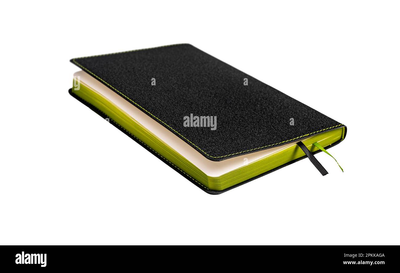 Closed paper notebook with ribbon bookmarks, business notepad isolated ...