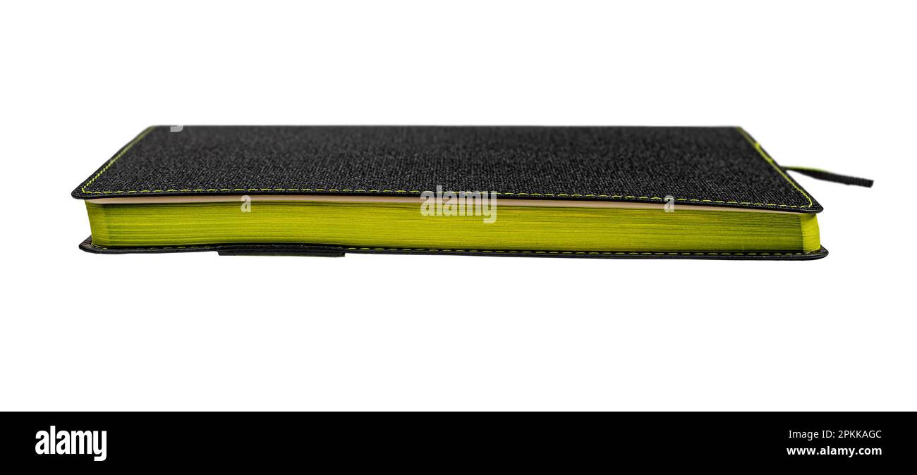 Closed paper note book with ribbon bookmark peeping out, business ...