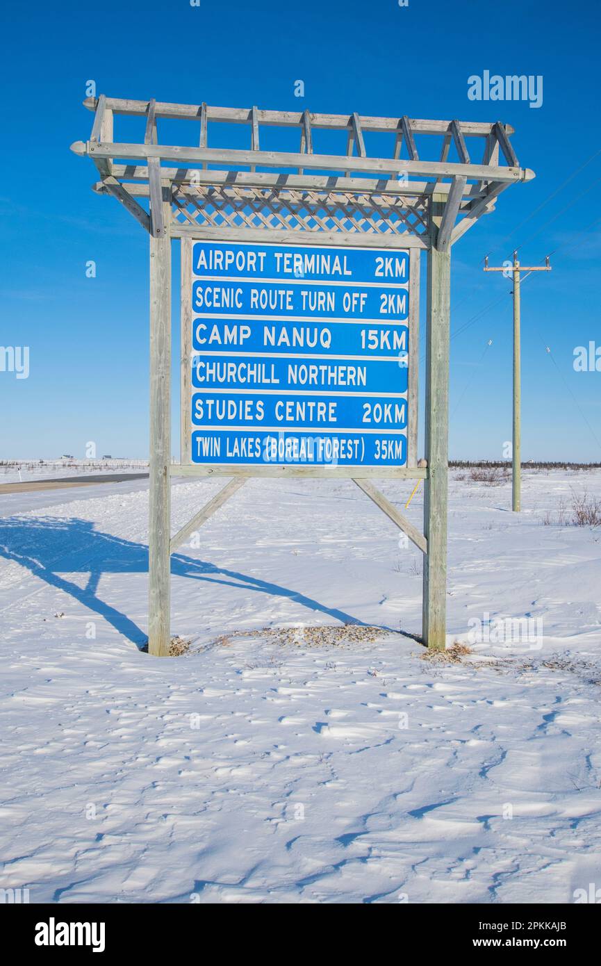 Eastbound location sign on Kelsey Boulevard in Churchill, Manitoba ...