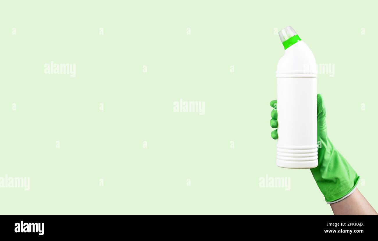 Detergent bottle mock-up, blank clean white package of liquid WC gel in ...