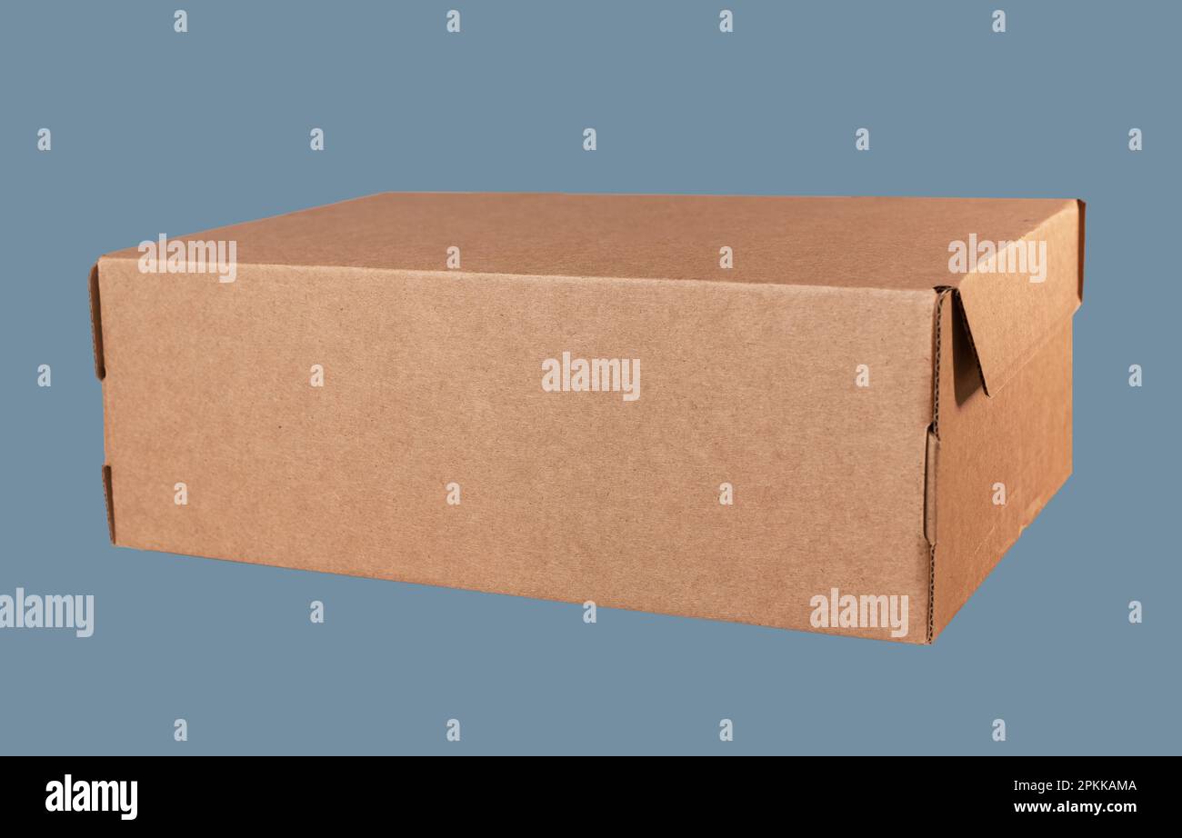 Brown cardboard kraft box. Closed carton package, post order of ...