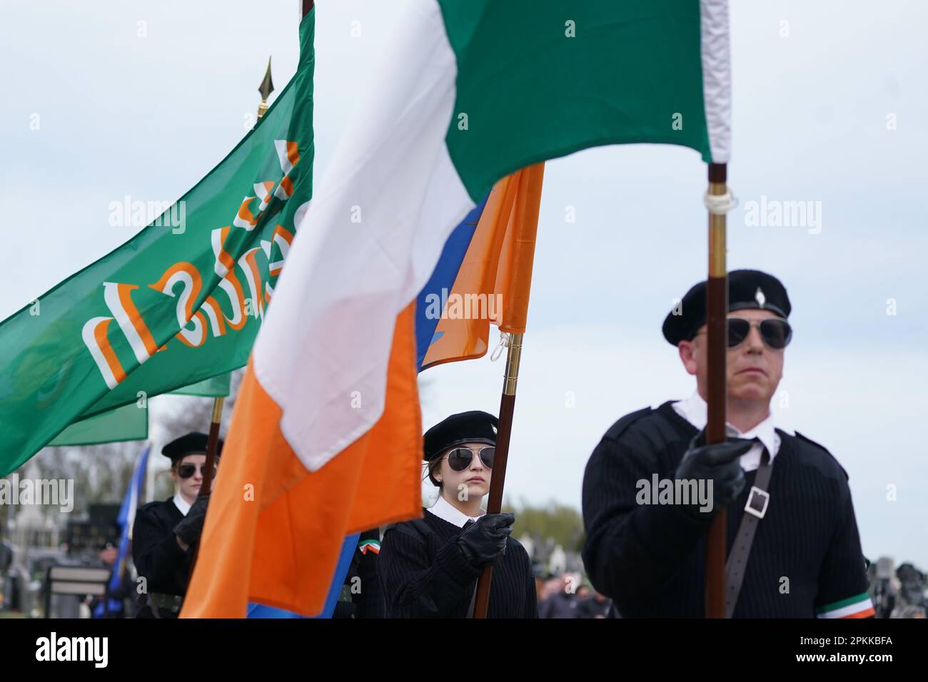 A colour party at Milltown Cemetery during an Easter commemoration ...