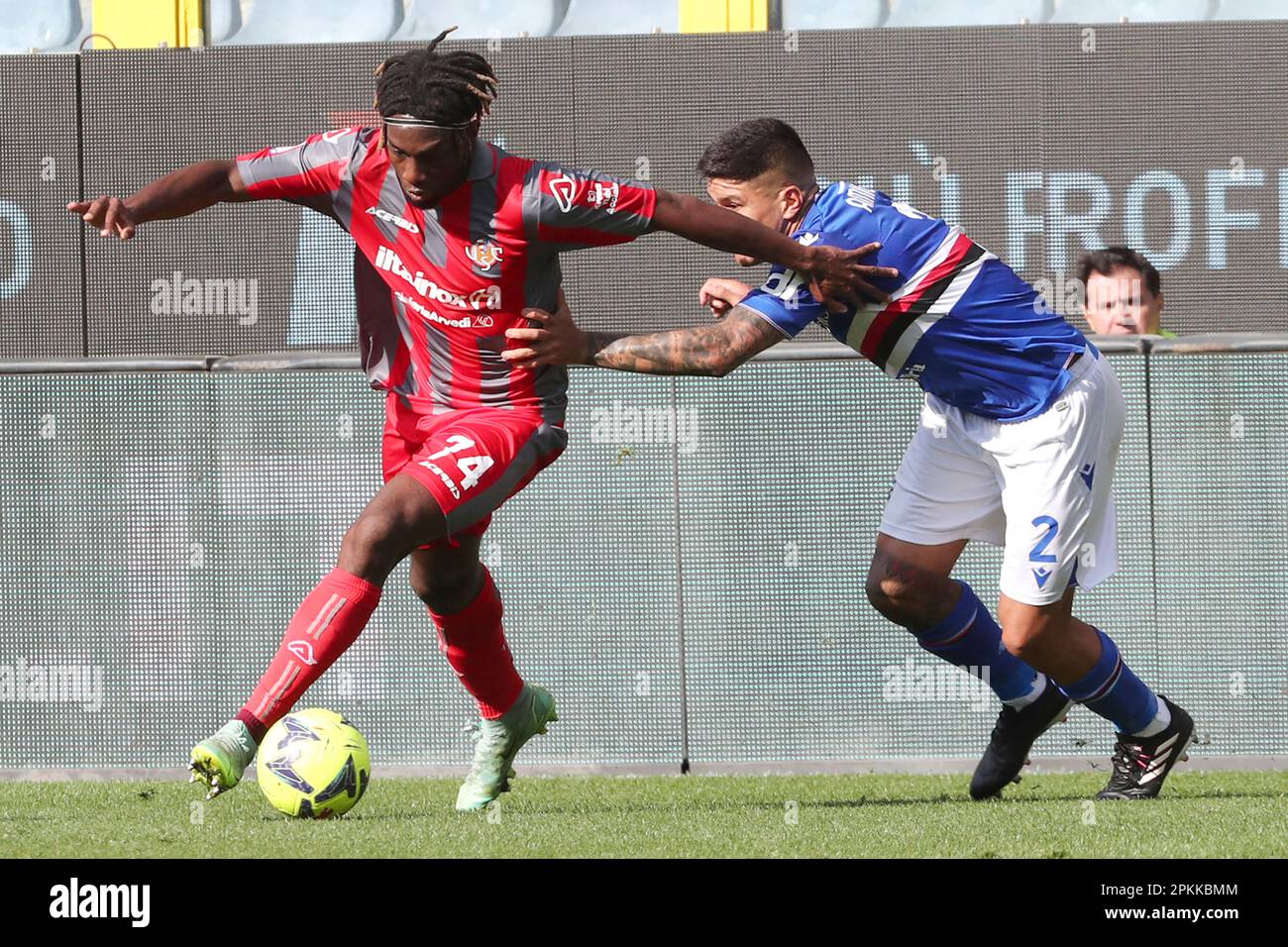 Sampdoria's Bruno Amione, right, and Cremonese's Frank Tsadjout vie for ...