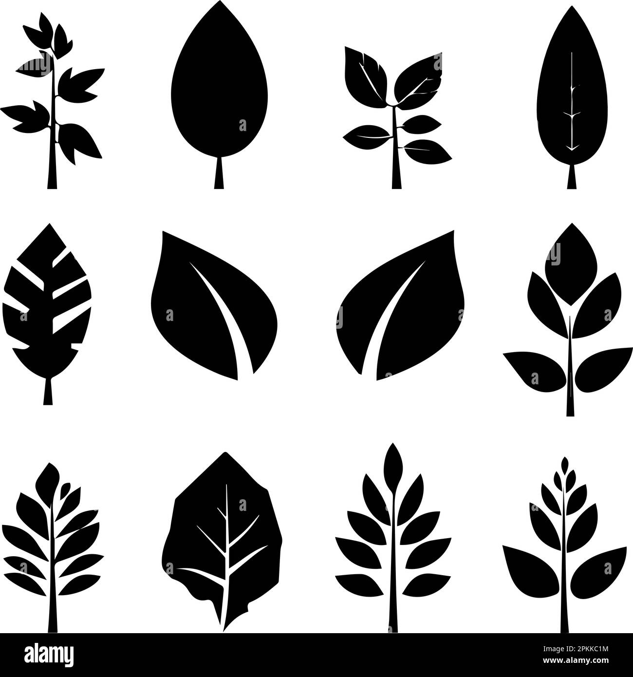 set of green leaf icons on white background. vector illustration Stock ...