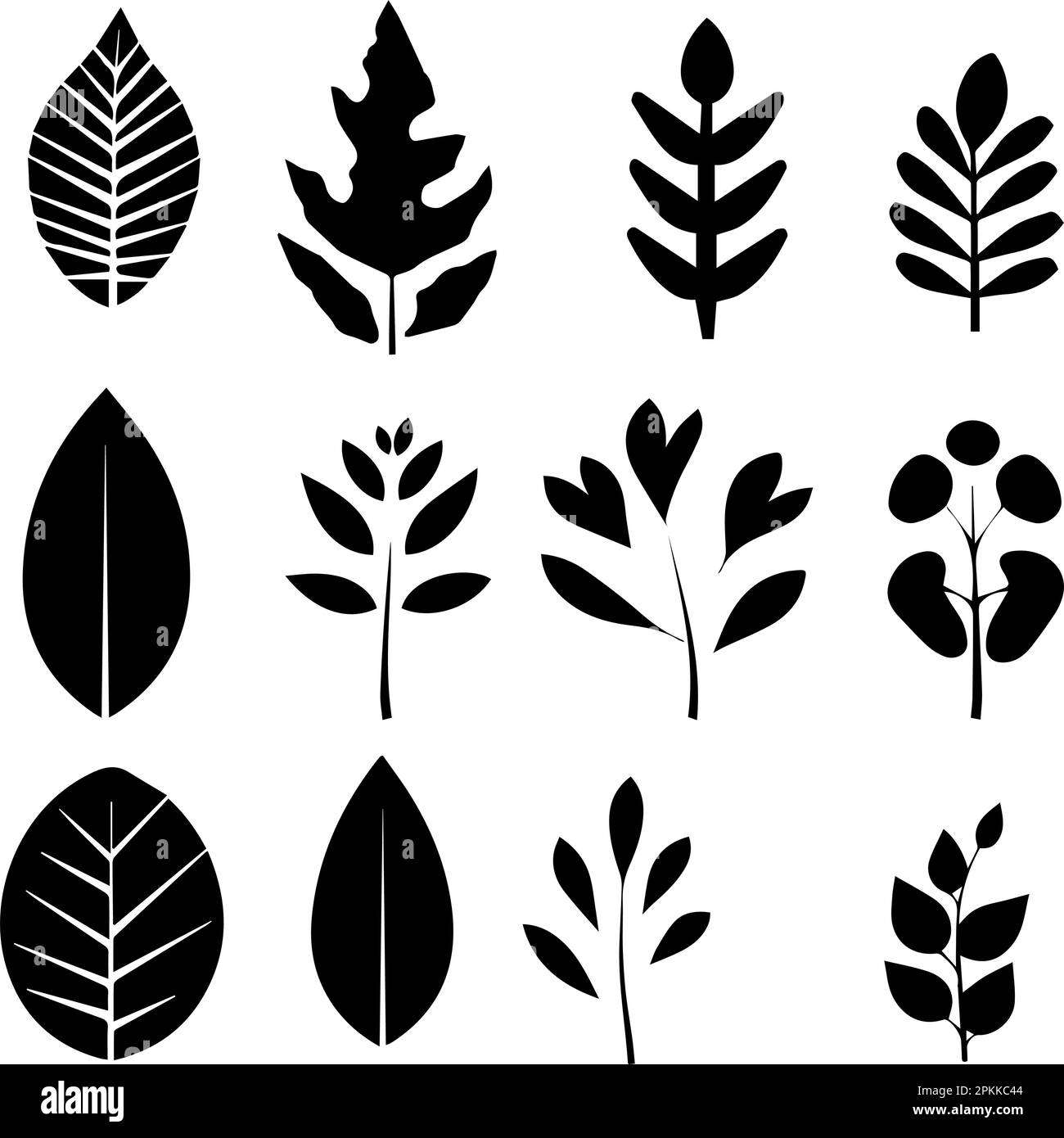 set of green leaf icons on white background. vector illustration Stock ...