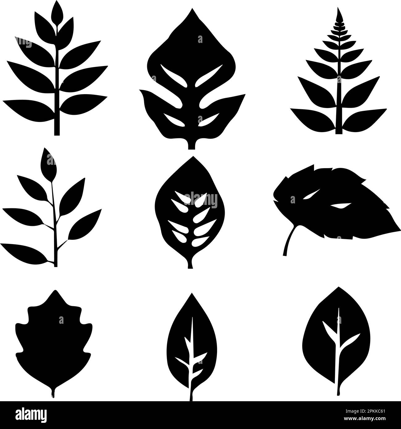 set of green leaf icons on white background. vector illustration Stock ...
