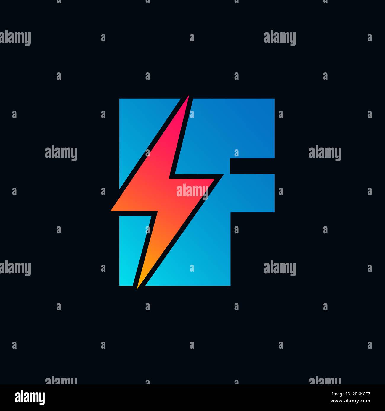 F Letter Logo With Lightning Thunder Bolt Vector Design. Electric Bolt Letter F Logo Vector ...