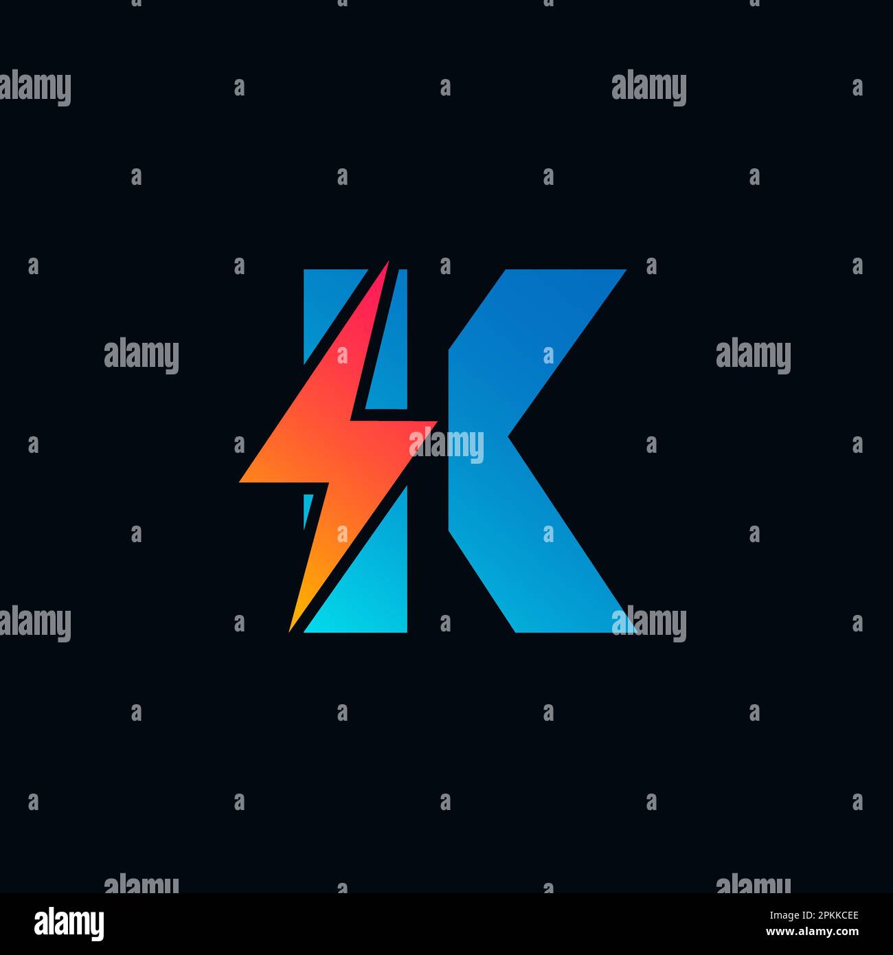 K Letter Logo With Lightning Thunder Bolt Vector Design. Electric Bolt ...