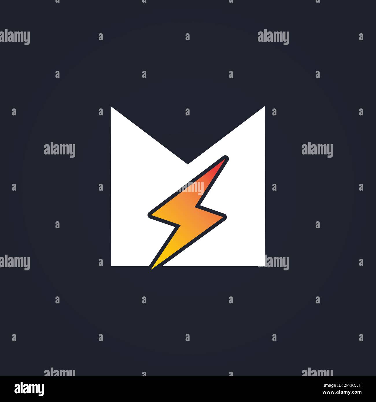 M Letter Logo With Lightning Thunder Bolt Vector Design. Electric Bolt ...