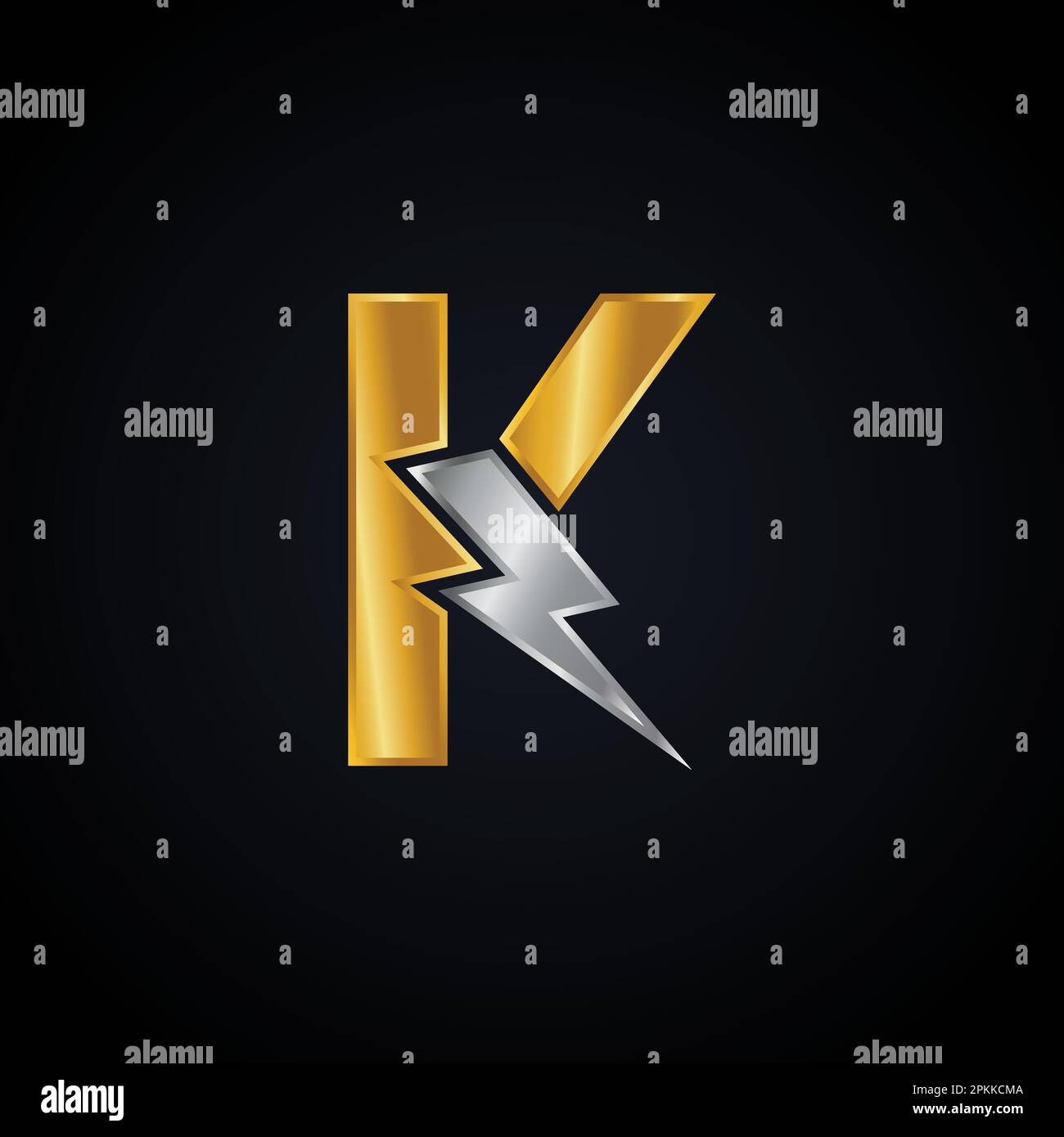 K Letter Logo With Lightning Thunder Bolt Vector Design. Electric Bolt ...