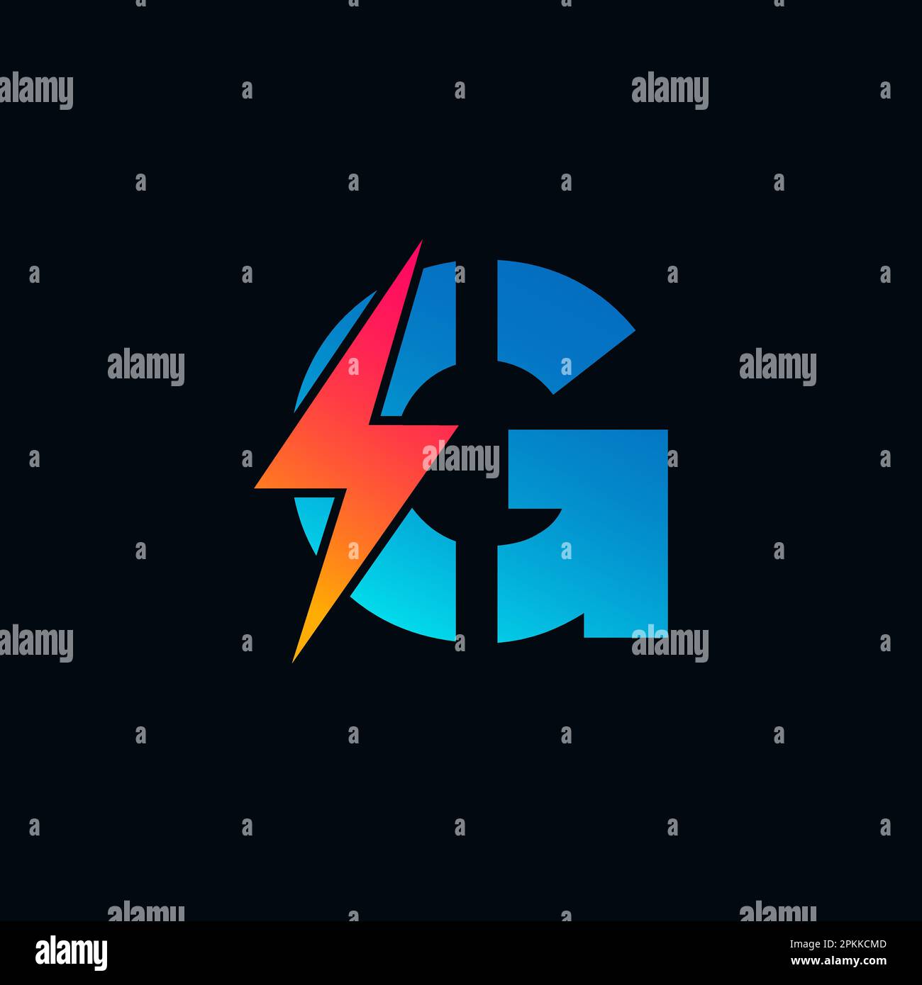 G Letter Logo With Lightning Thunder Bolt Vector Design. Electric Bolt ...