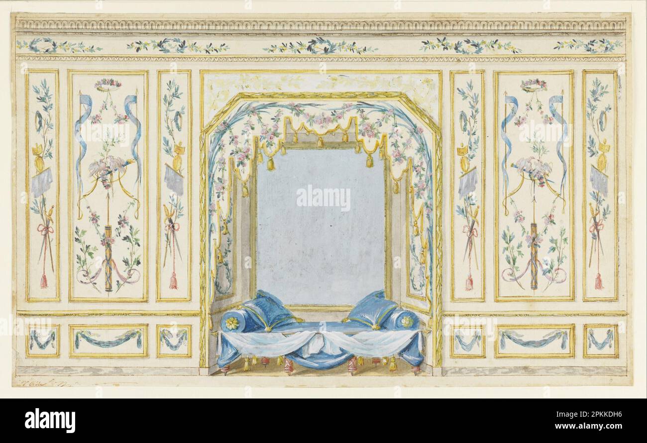 Wall Elevation of Bedroom Alcove ca. 1780 by Pierre Ranson Stock Photo ...