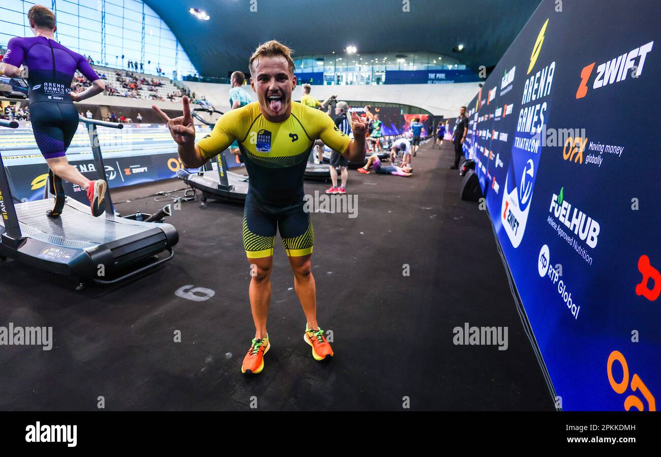 Brazil’s Ronan Cordeiro after completing his Para Triathlon race during ...