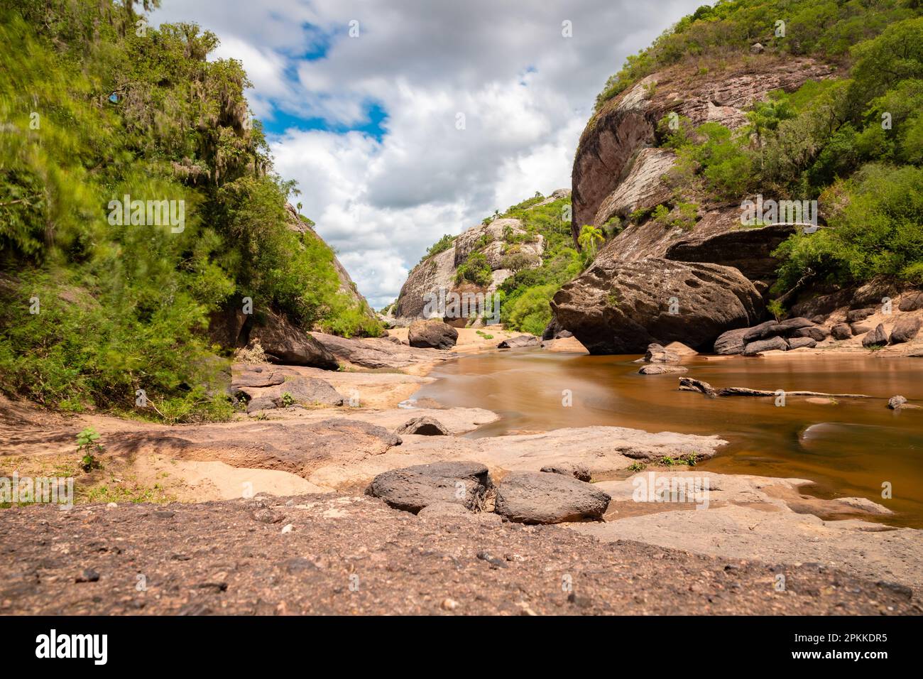 Geological formations, river and vegetation, Rincao do Inferno, Bage ...
