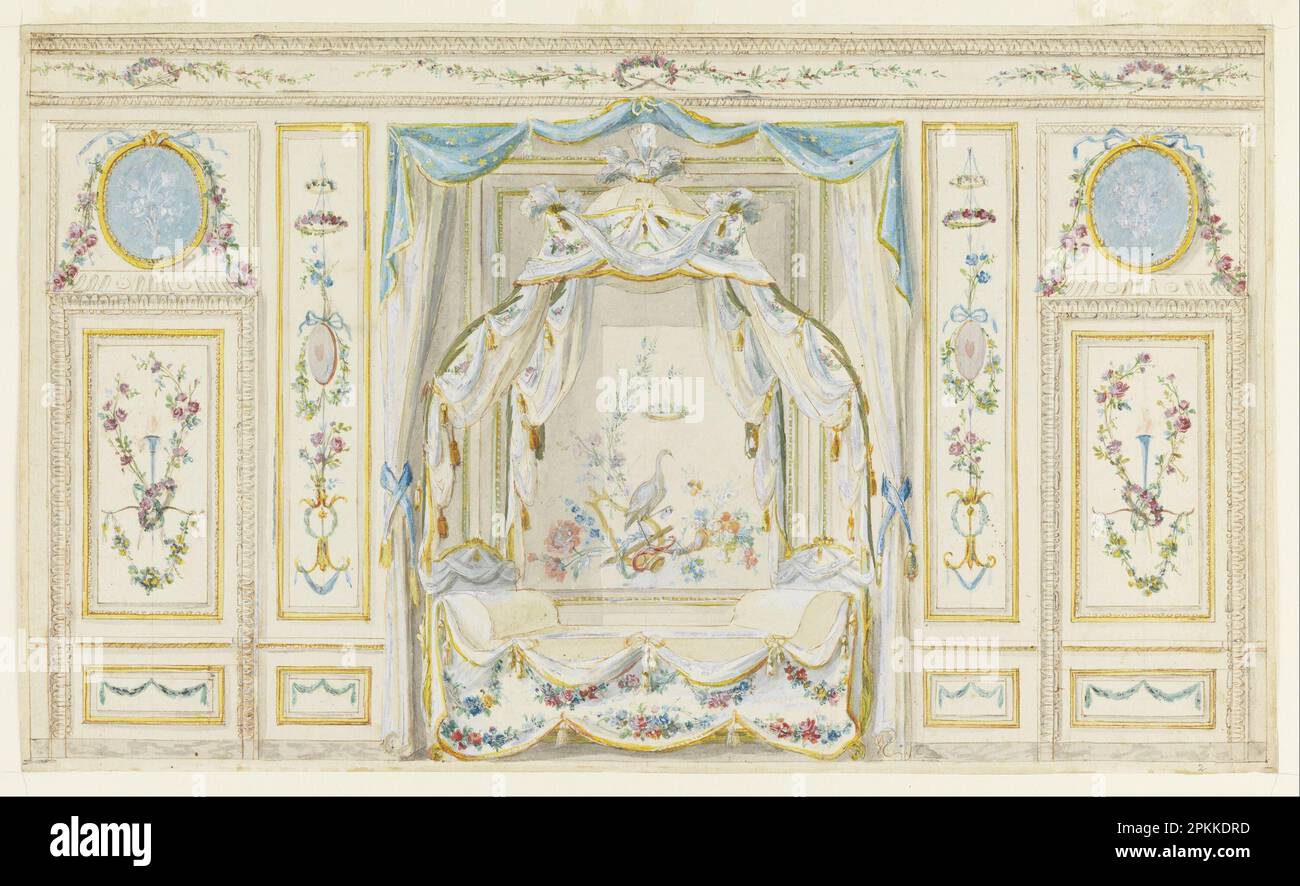 Wall Elevation of a Bedroom Alcove ca. 1780 by Pierre Ranson Stock ...