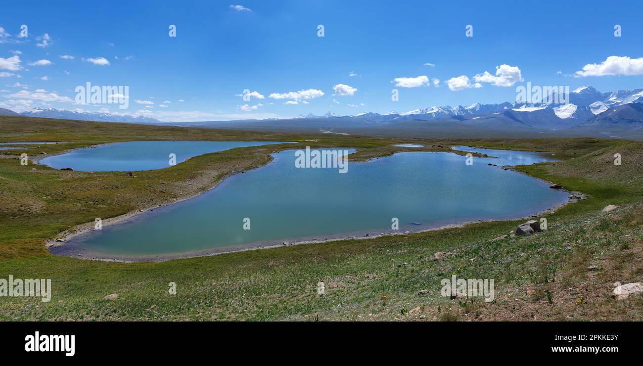 Alpine lake, Kakshaal Too in the Tian Shan mountain range near the ...