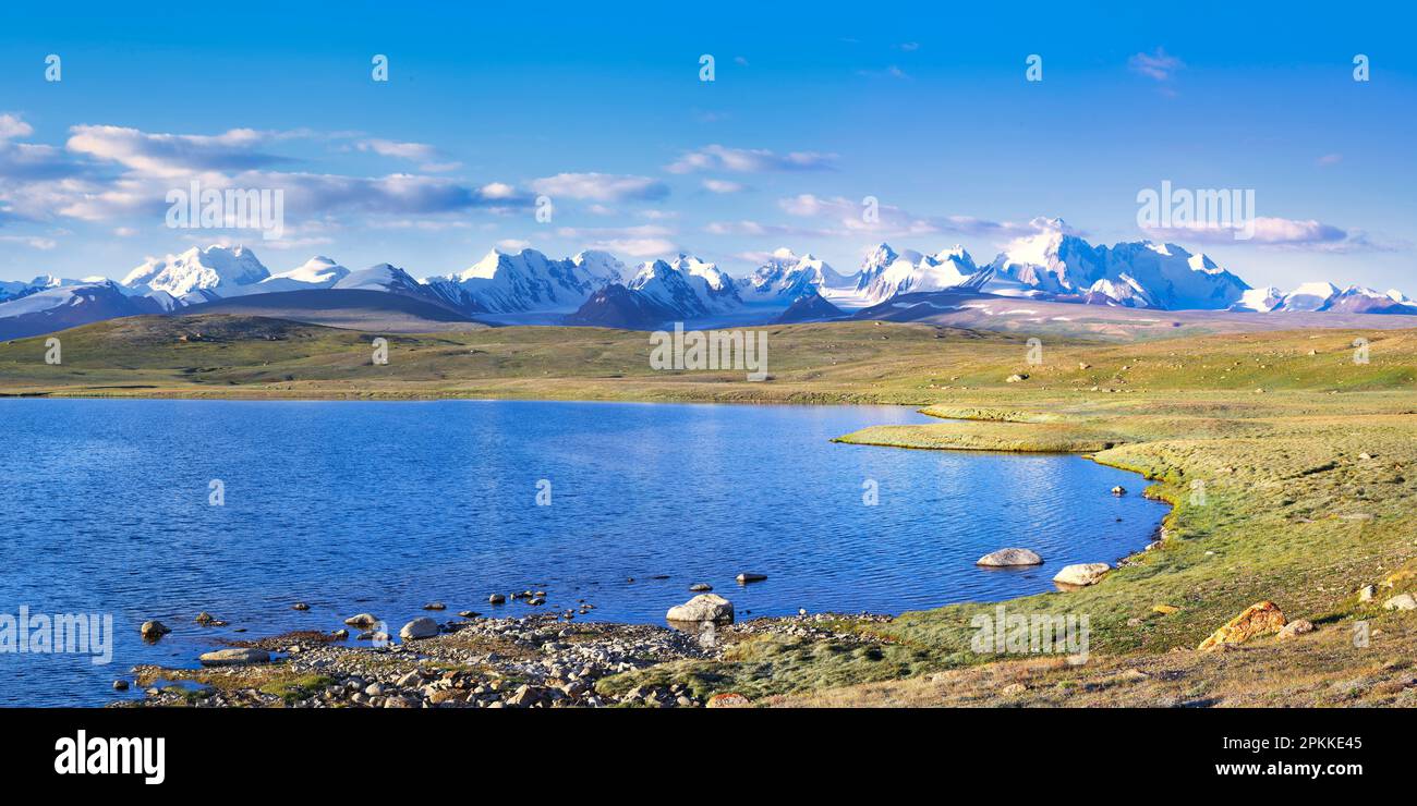 Alpine lake, Kakshaal Too in the Tian Shan mountain range near the ...