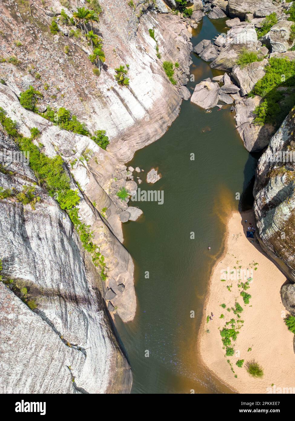 Aerial view of Geological formations and vegetation, Rincao do Inferno ...