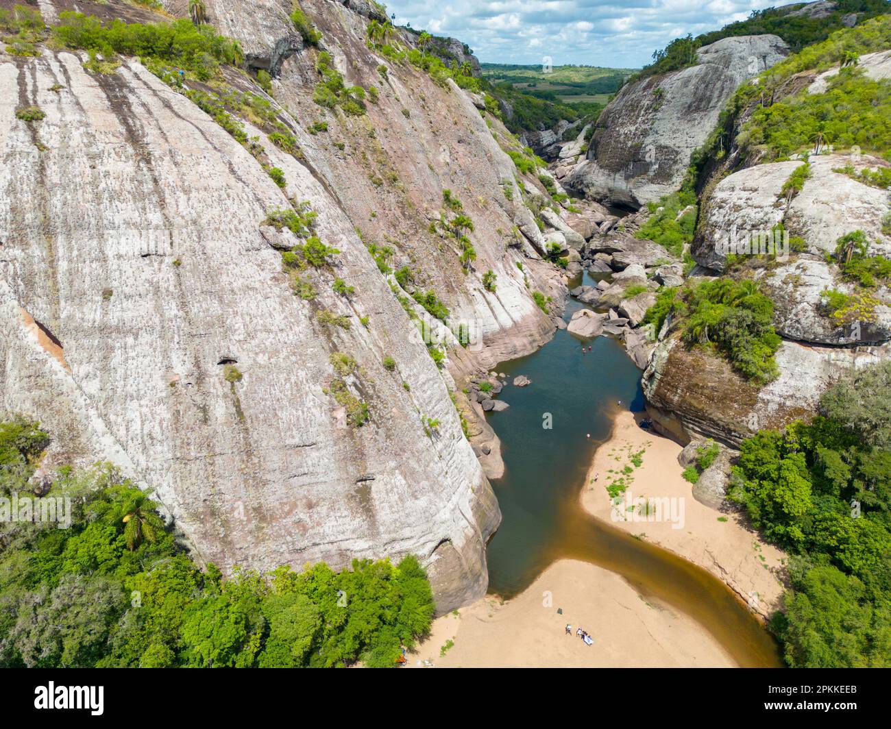 Aerial view of Geological formations and vegetation, Rincao do Inferno ...
