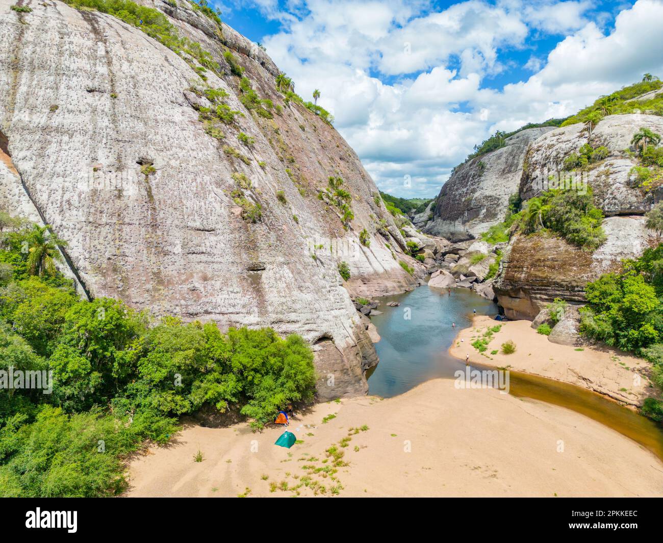 Aerial view of Geological formations and vegetation, Rincao do Inferno ...
