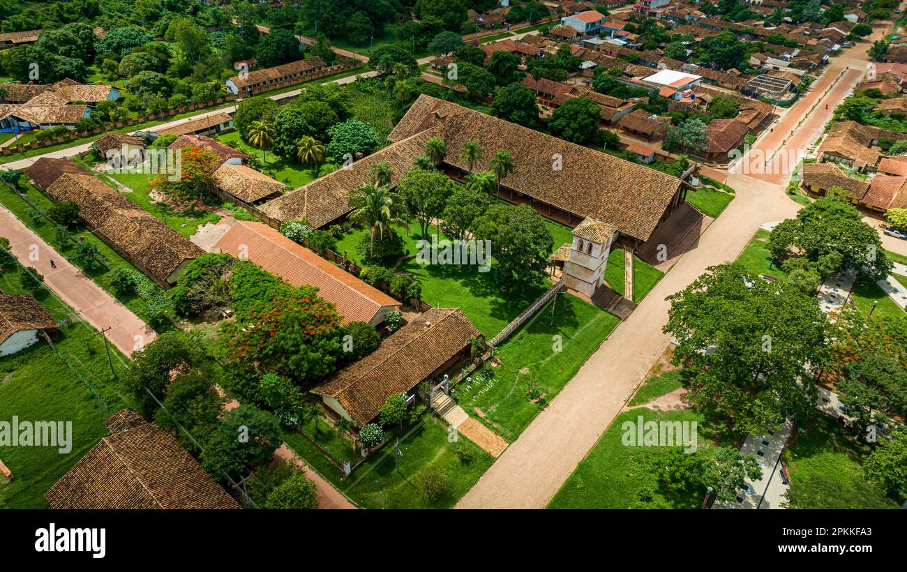 Aerial of the San Miguel Mission, Jesuit Missions of Chiquitos, UNESCO ...