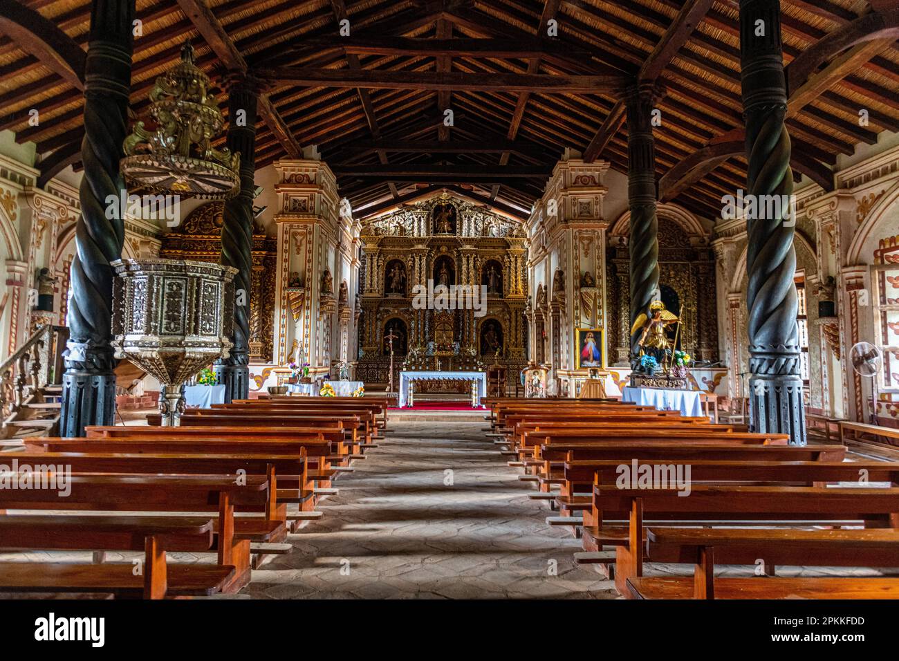 Interior of San Rafael de Velasco Mission, Jesuit Missions of Chiquitos ...