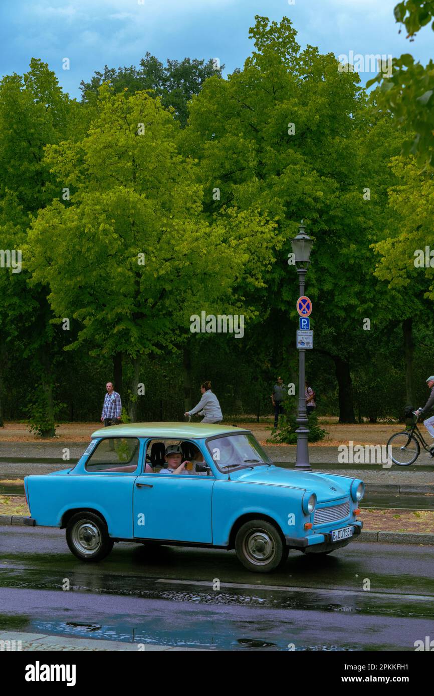 Blue Mini Retro Car - Berlin, Germany Stock Photo - Alamy
