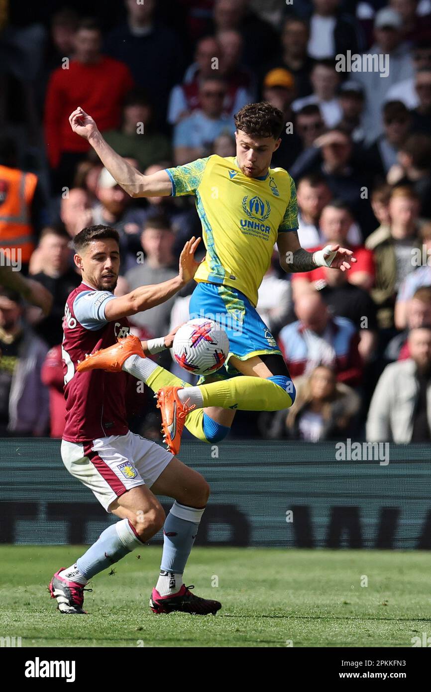 Birmingham, UK. 08th Apr, 2023. Neco Williams of Nottingham Forest gets ...
