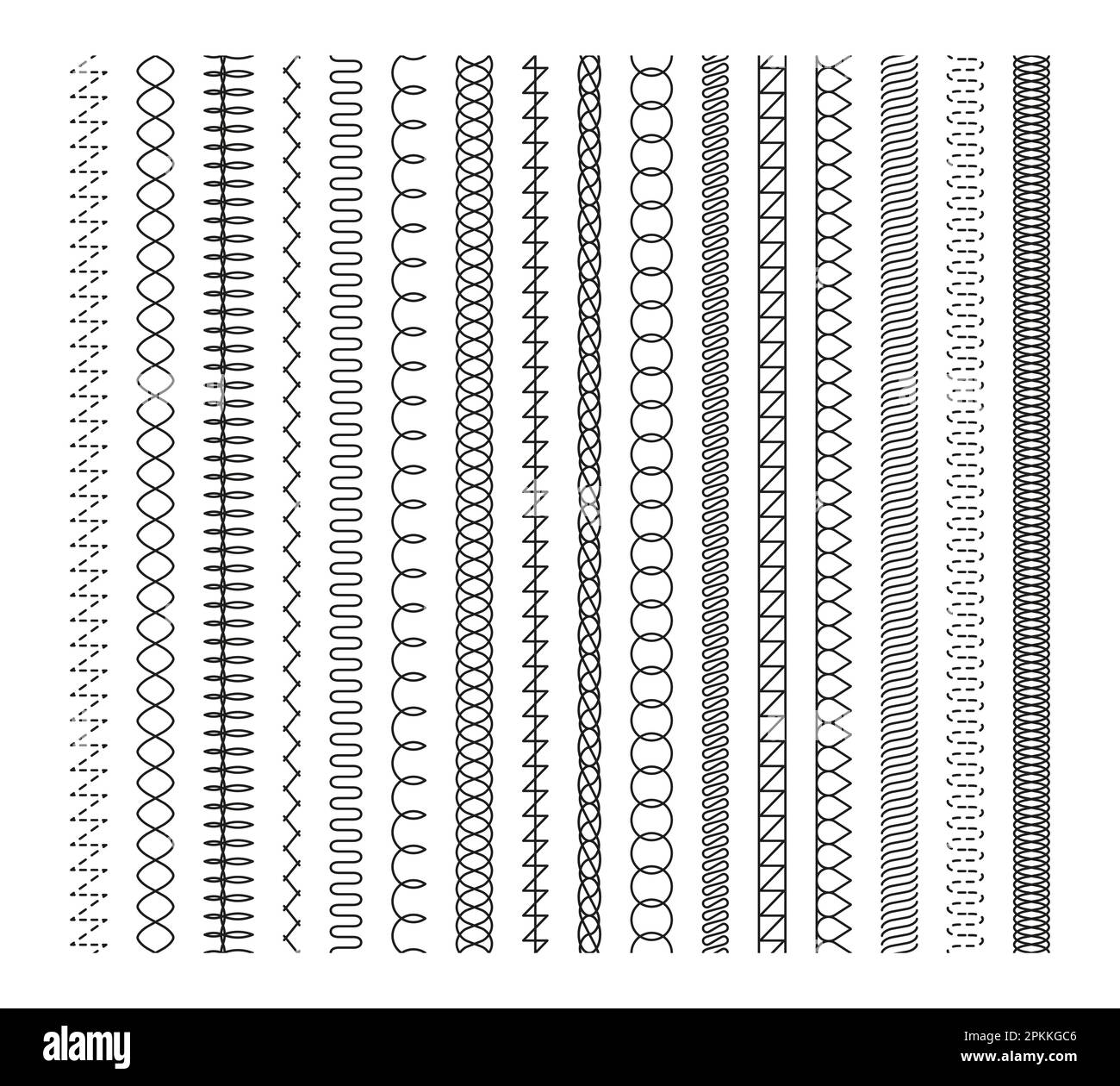 Embroidery stitches. Detailed needlework patterns for textile design ...