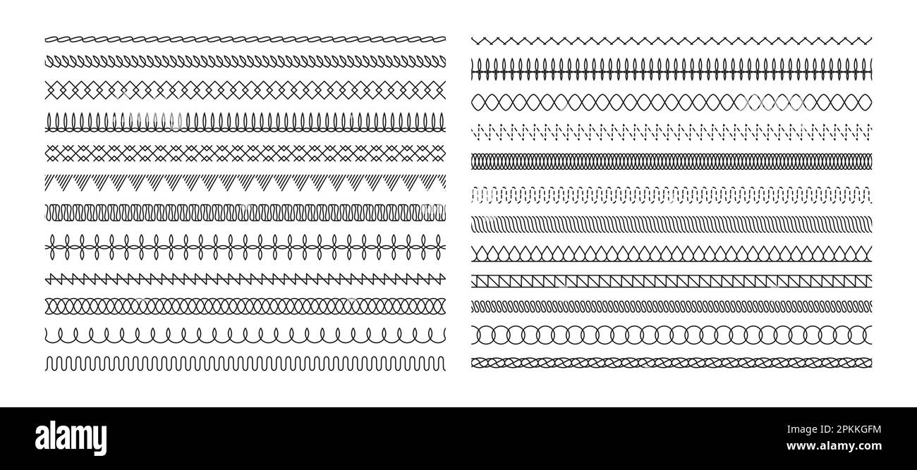 Stitch pattern collection. Various stitching and seam designs for ...