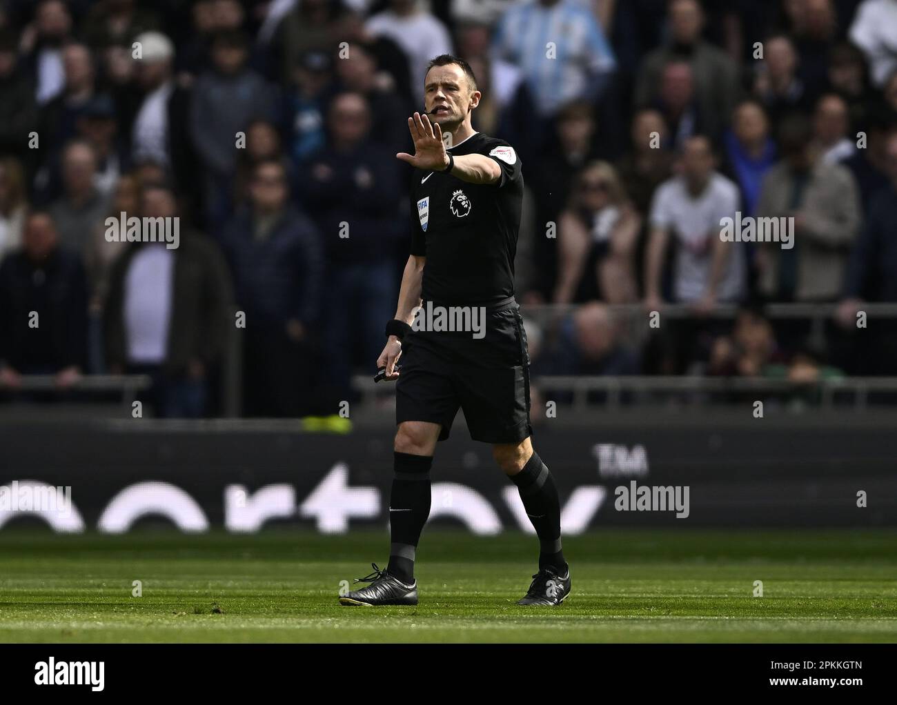 London, UK. 8th Apr, 2023. Stuart Attwell (Referee) during the ...