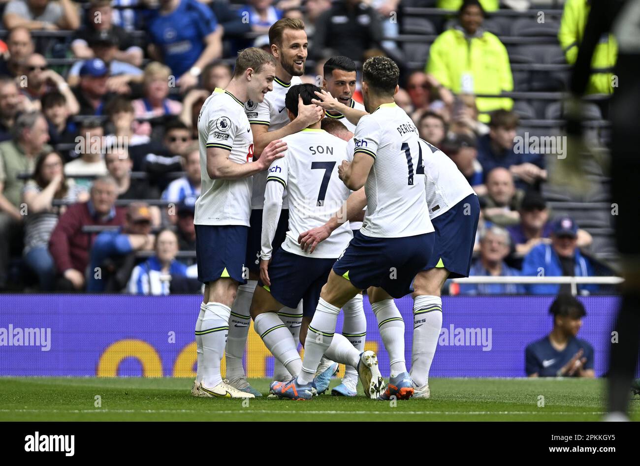 London, UK. 8th Apr, 2023. Scorer of the first Spurs goal, Son Heung ...