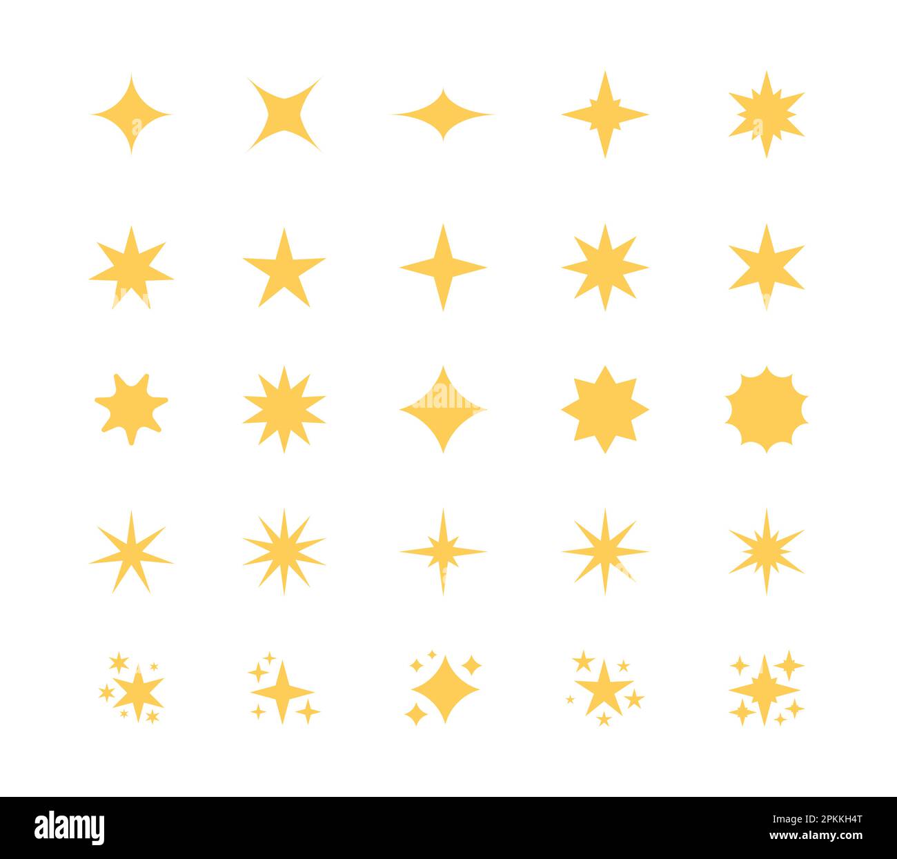 Stars and sparkles icons. Glitter party decoration elements, shiny dust burst and cosmic ...