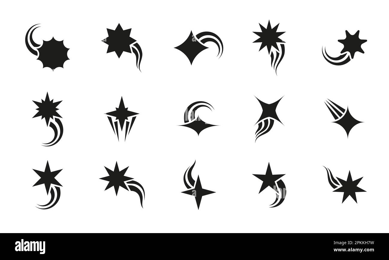 Shooting stars icons. Meteor silhouette and comet symbol for tattoo ...