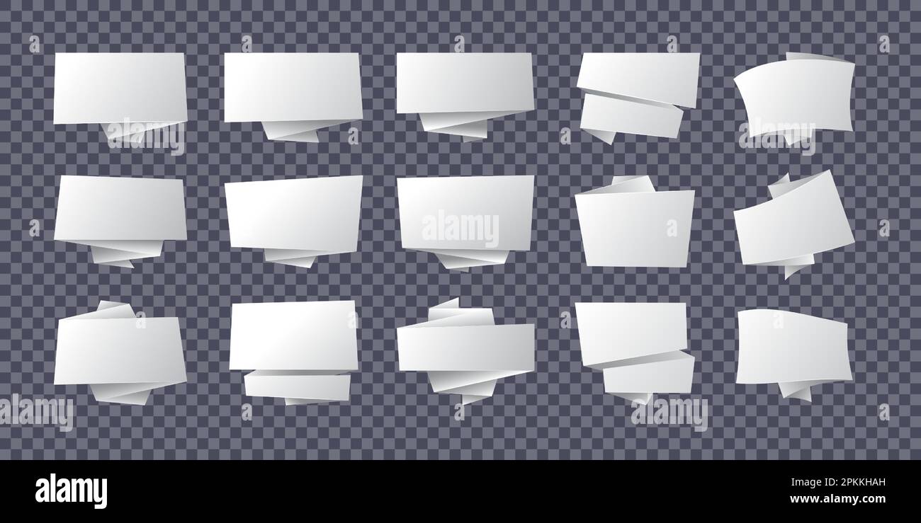 White paper banners. Folded abstract horizontal banner with ribbons ...