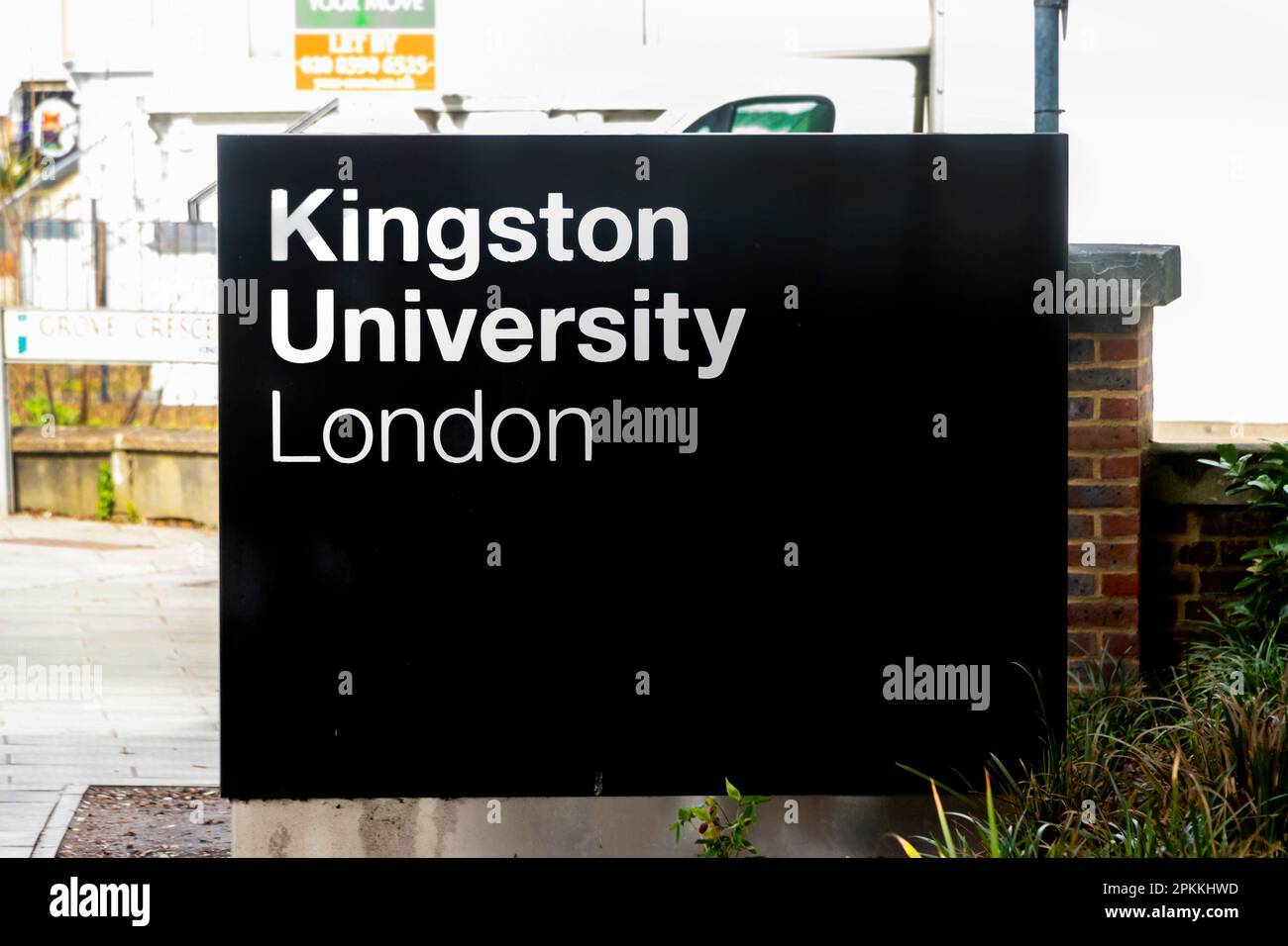 Kingston University sign outside the Town House Panrhyn Road, London ...