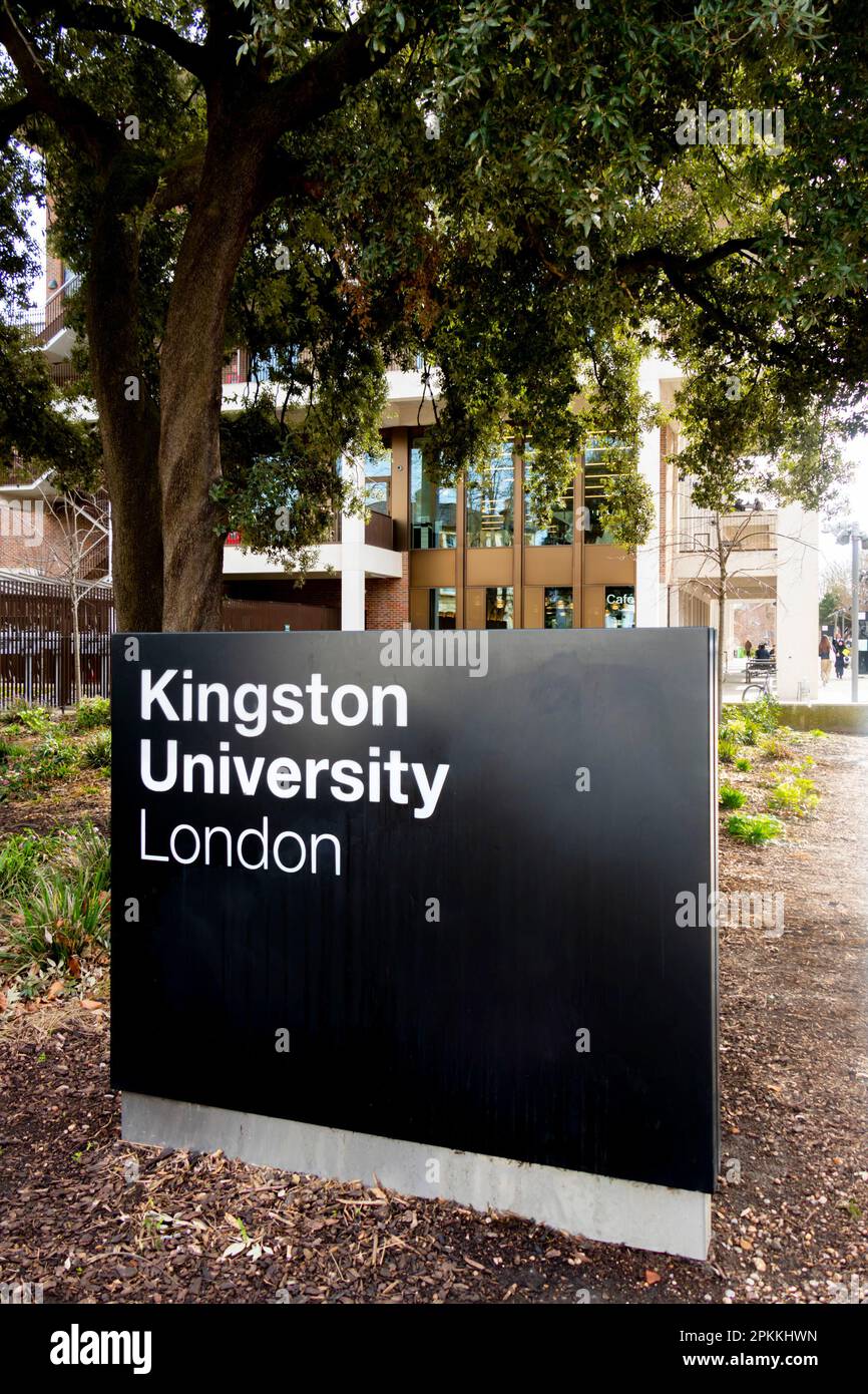 Kingston University sign outside the Town House Panrhyn Road, London ...