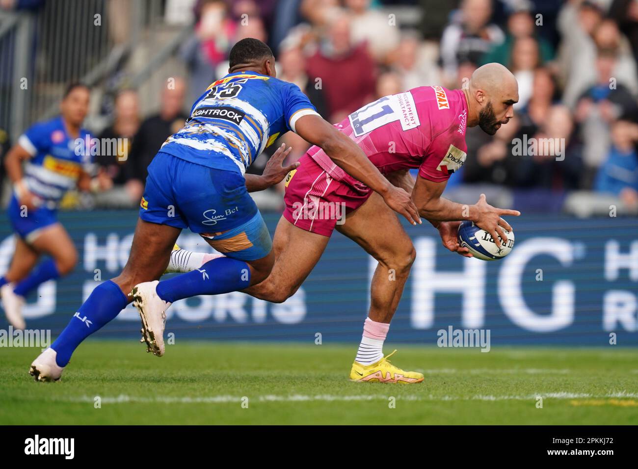 Exeter Chiefs’ Olly Woodburn scores their sides second try during the ...
