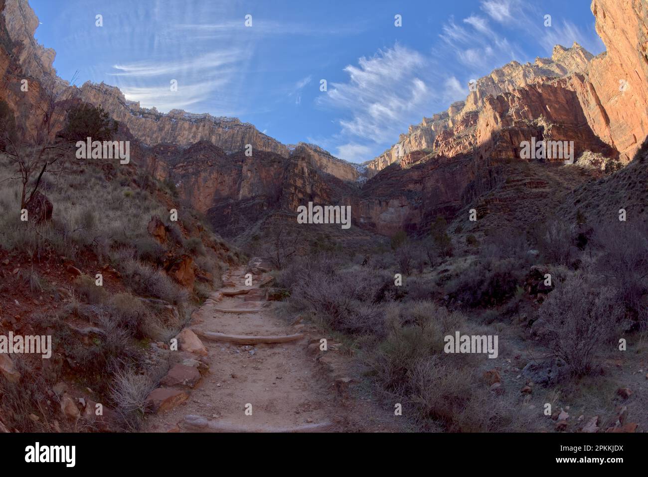 The cliffs of Bright Angel Canyon along the Bright Angel Trail in ...