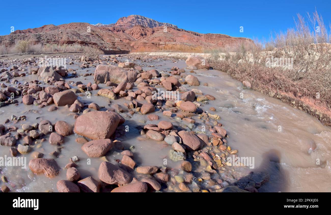 The Paria River flowing through Paria Canyon in the Glen Canyon ...