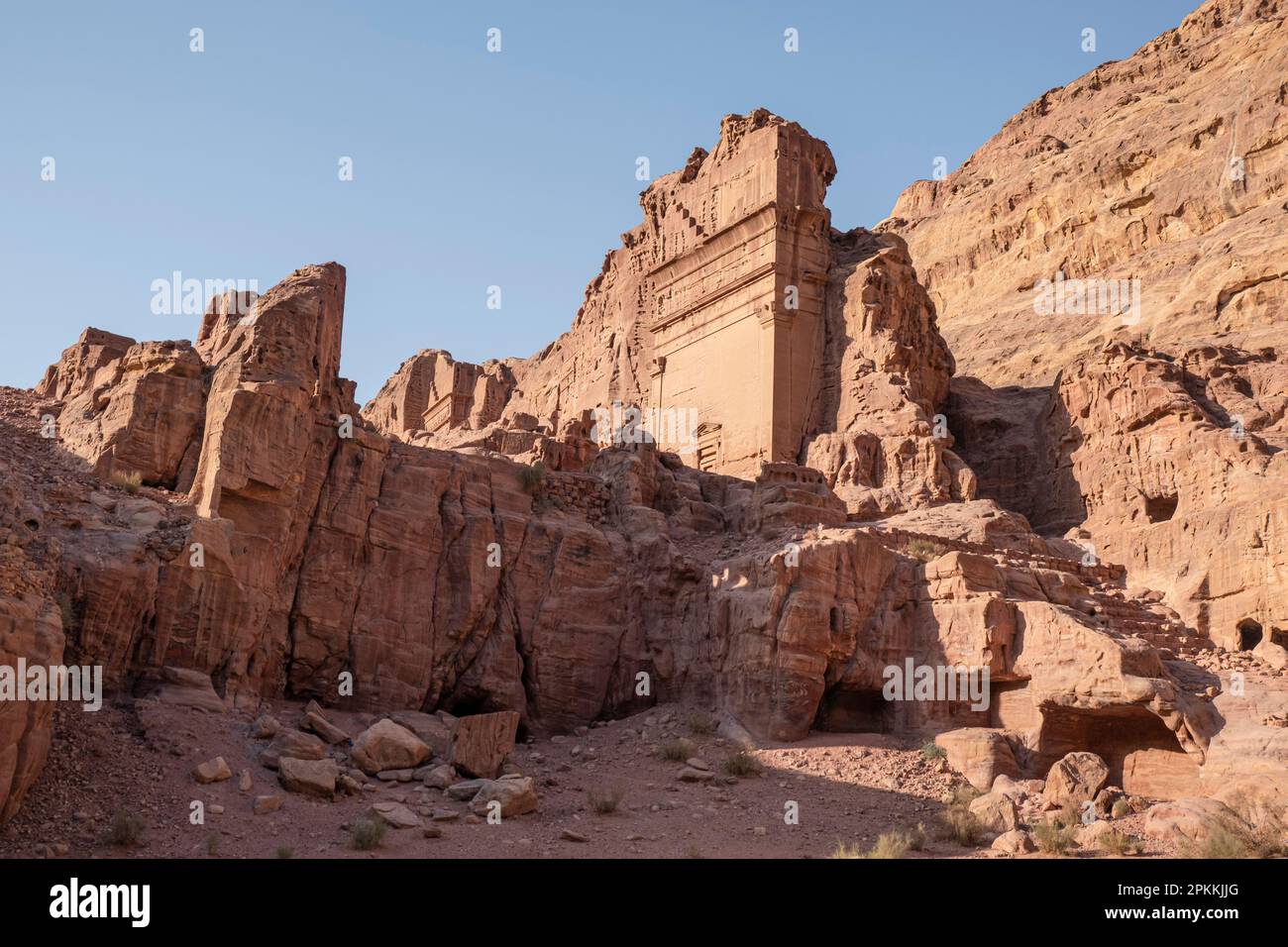 Unayshu tomb in the lost city of Petra illuminated at sunset, Petra ...