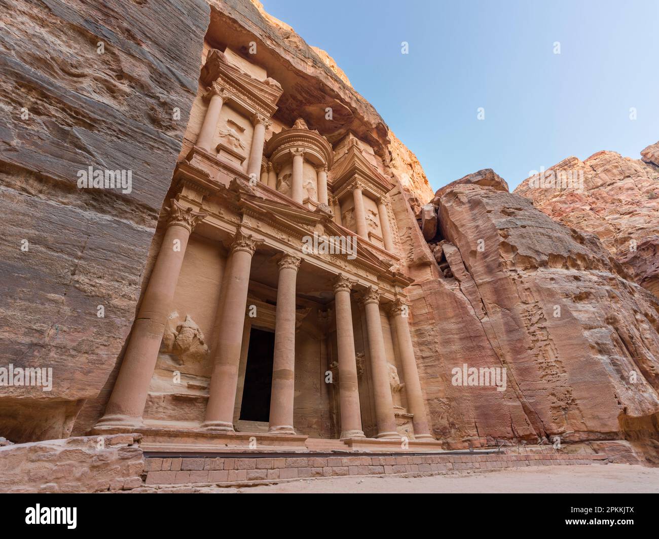 The Treasury (El Khazneh), monument carved into the rock of the ...