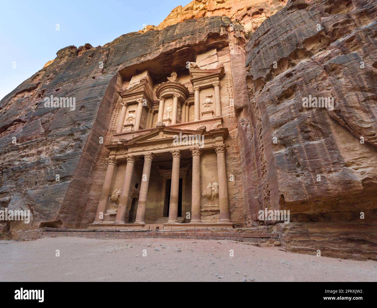 The Treasury (El Khazneh), monument carved into the rock of the ...