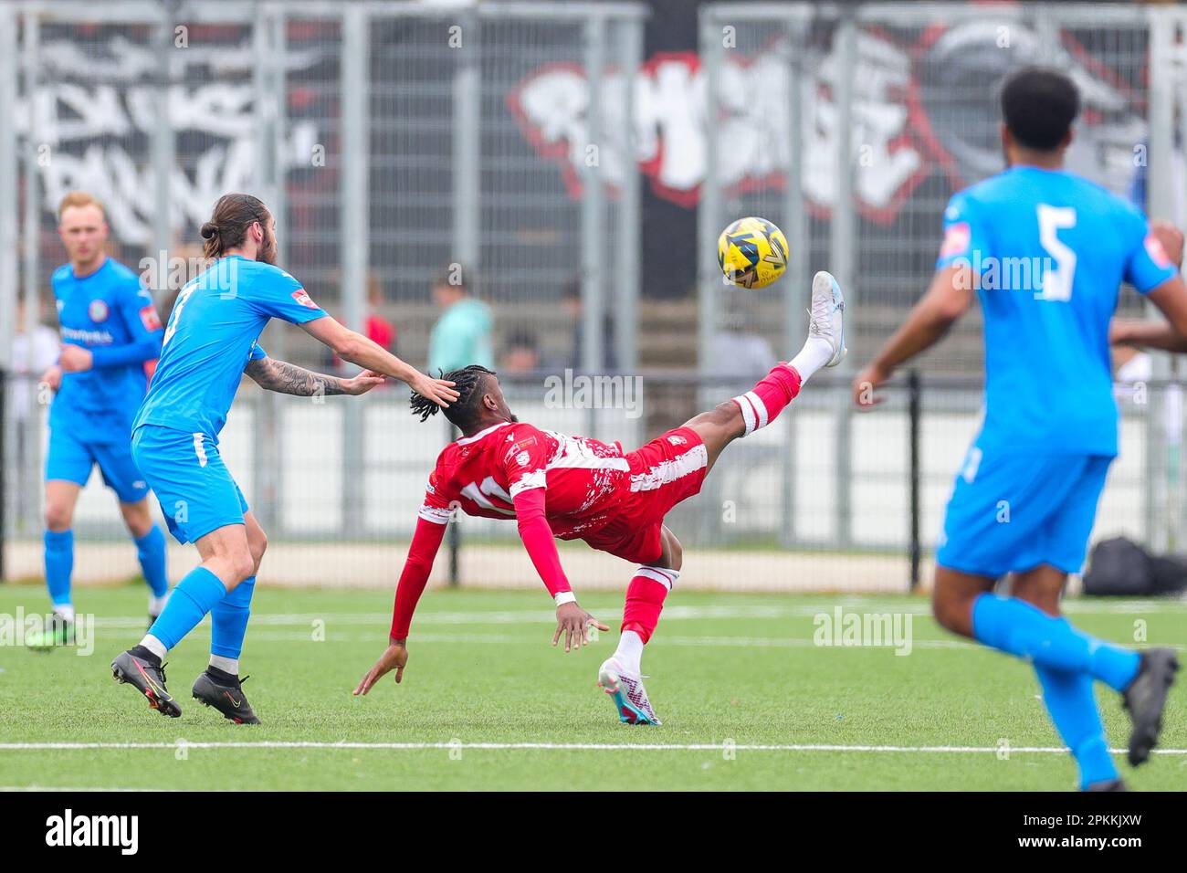 Ramsgate Gil Carvalho overhead kick during the Ramsgate v Beckenham ...