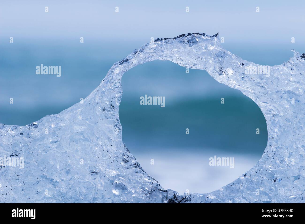 Detail of ice against sea, Diamond beach near Jokulsarlon glacier ...
